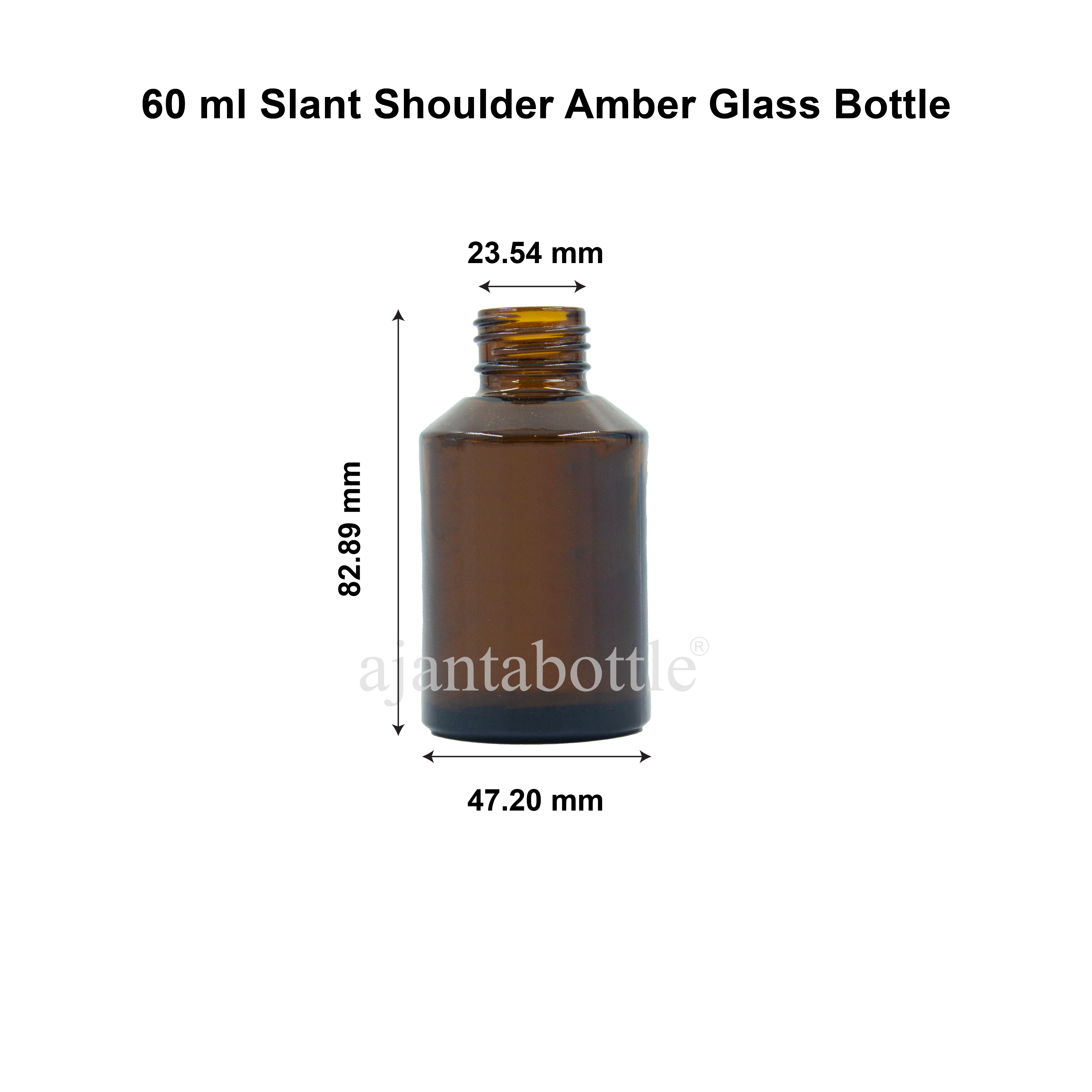 60 ml slant shoulder amber glass bottle - Ajanta Bottle Pvt Ltd