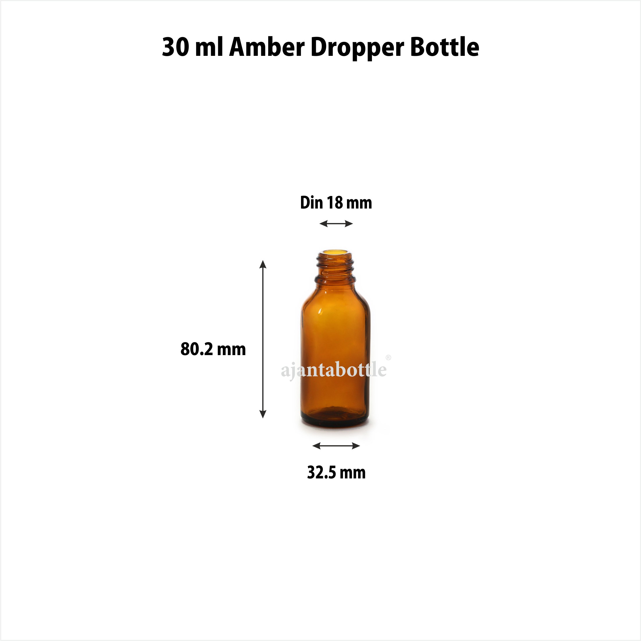 30 Ml Dropper Amber Glass Bottle 18 Mm Special Neck Ajantabottle