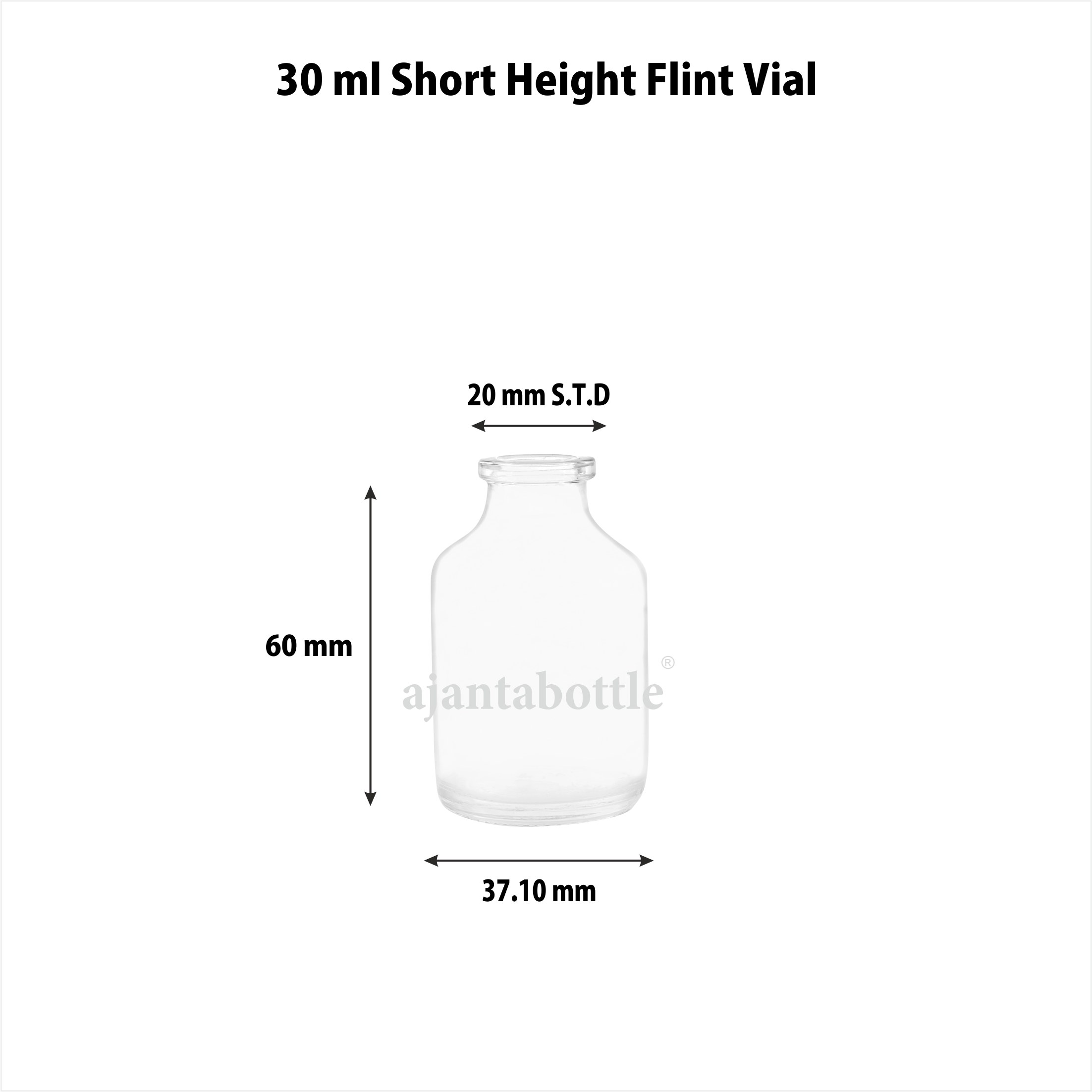 30 ml Short Clear Glass Vials 20 mm Special Neck - AjantaBottle