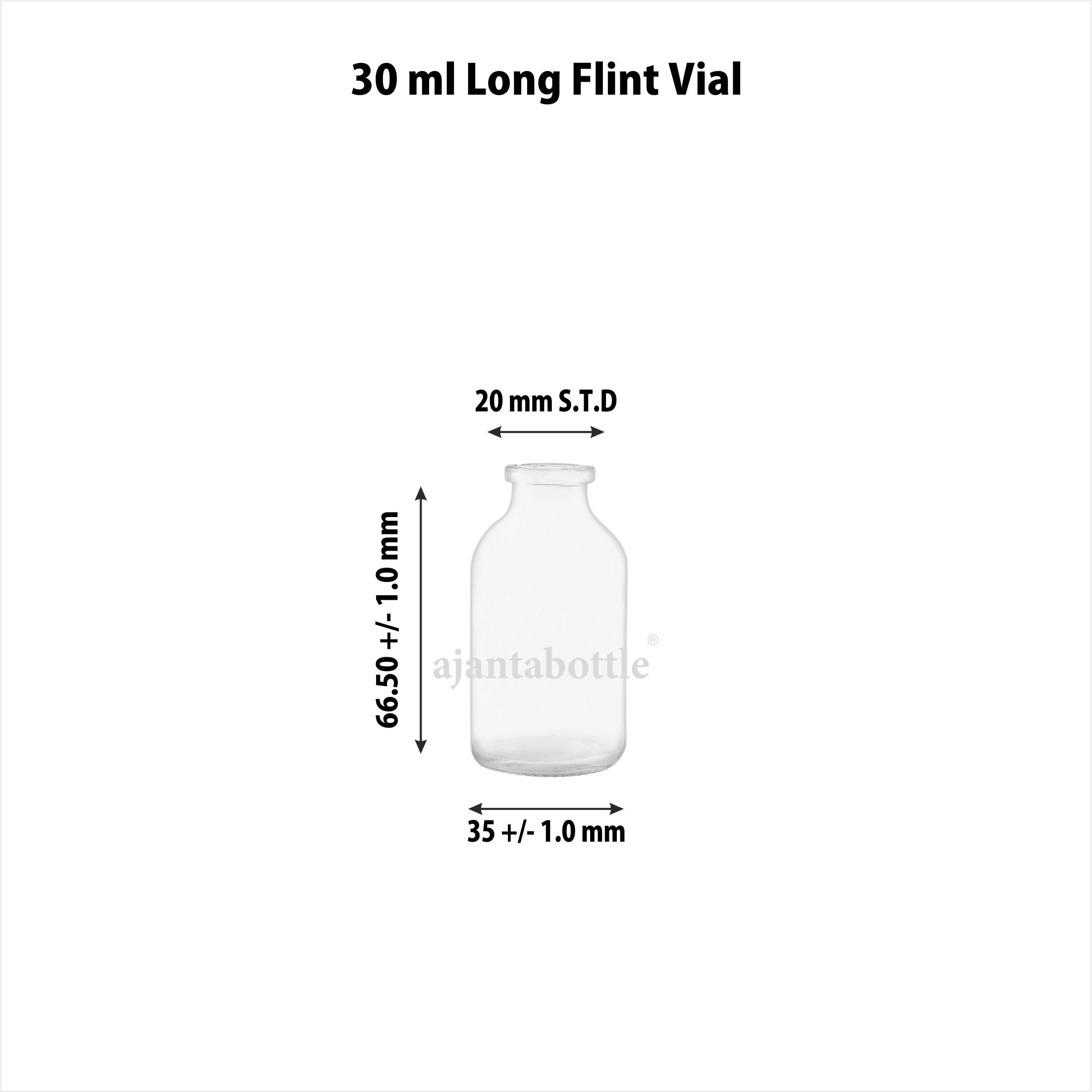 30 ml Tall Clear Glass Vials 20 mm Special Neck - Ajanta Bottle Pvt Ltd