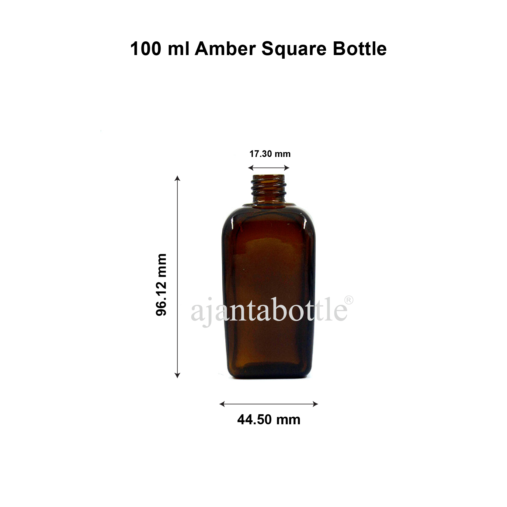 100 ml Amber Square Bottle - Ajanta Bottle Pvt Ltd