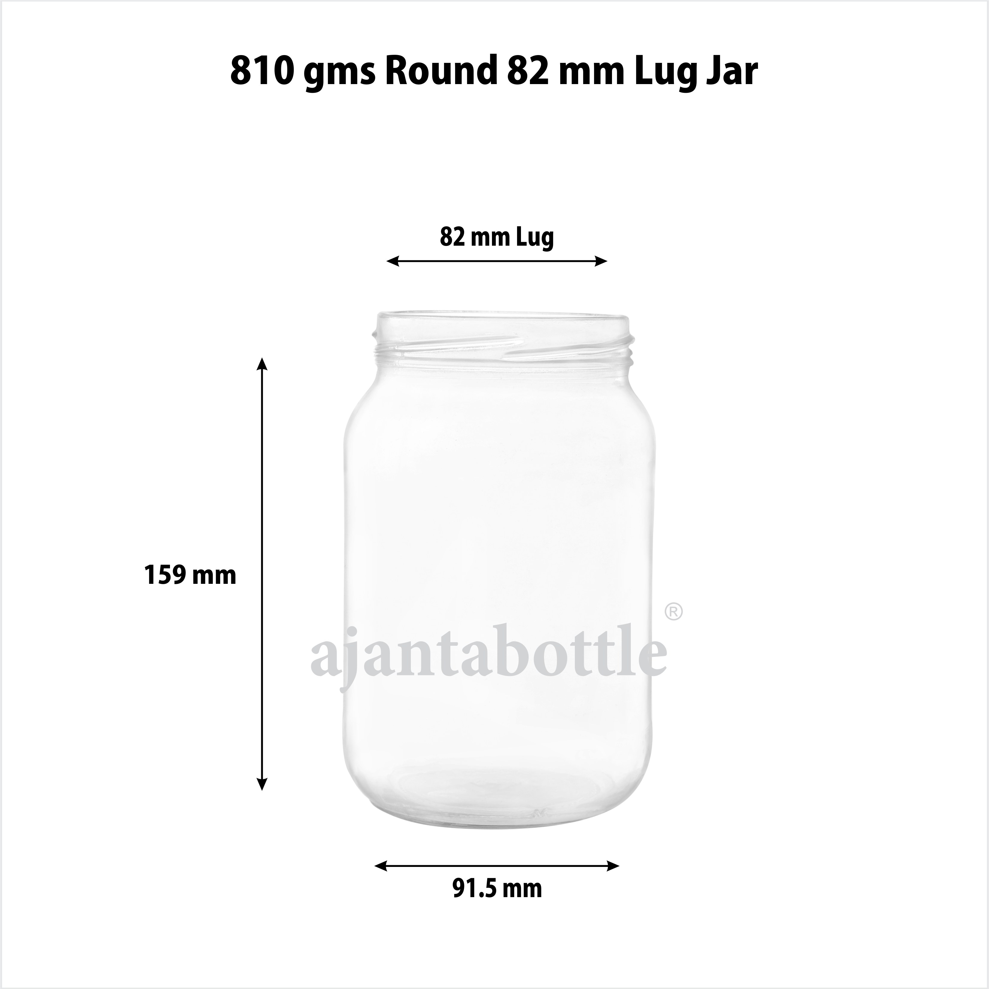 810 ml Round/1 Kg Honey Glass Jar 82 mm Lug Neck - AjantaBottle