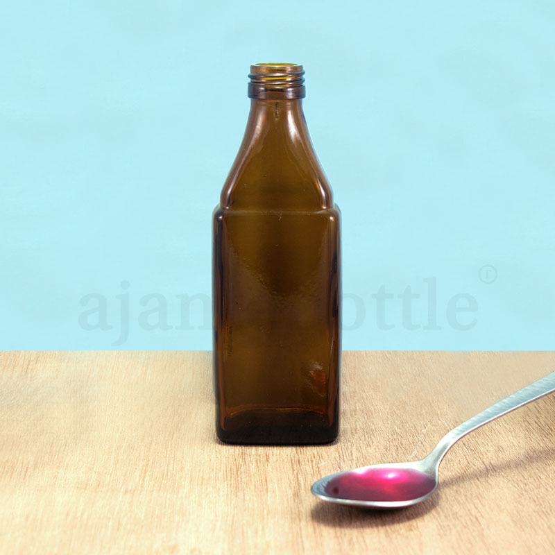 200 ml Rectangular Amber Glass Bottle 25 mm ROPP Neck - Ajanta Bottle ...