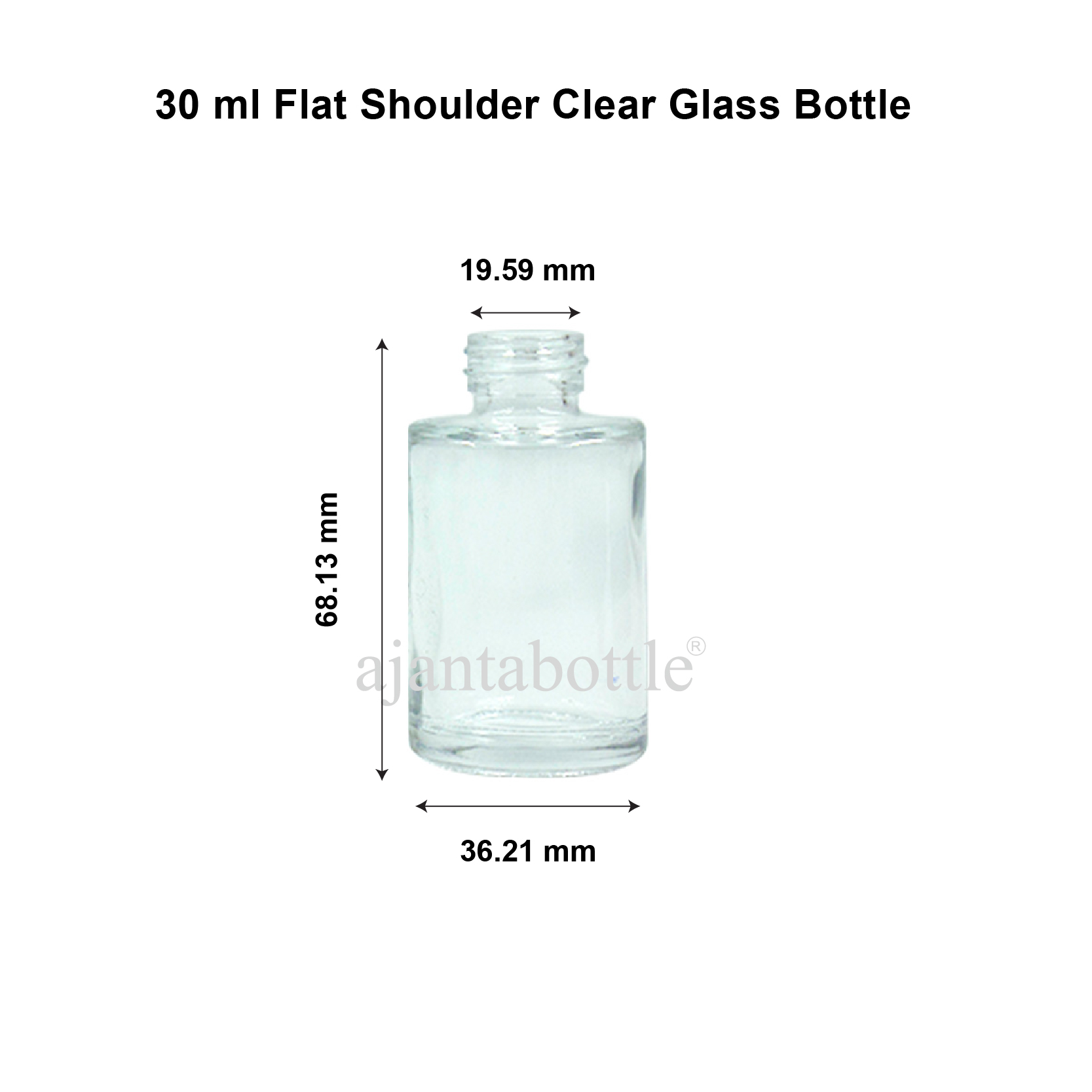 30 ml Flat Shoulder clear glass bottle - Ajanta Bottle Pvt Ltd