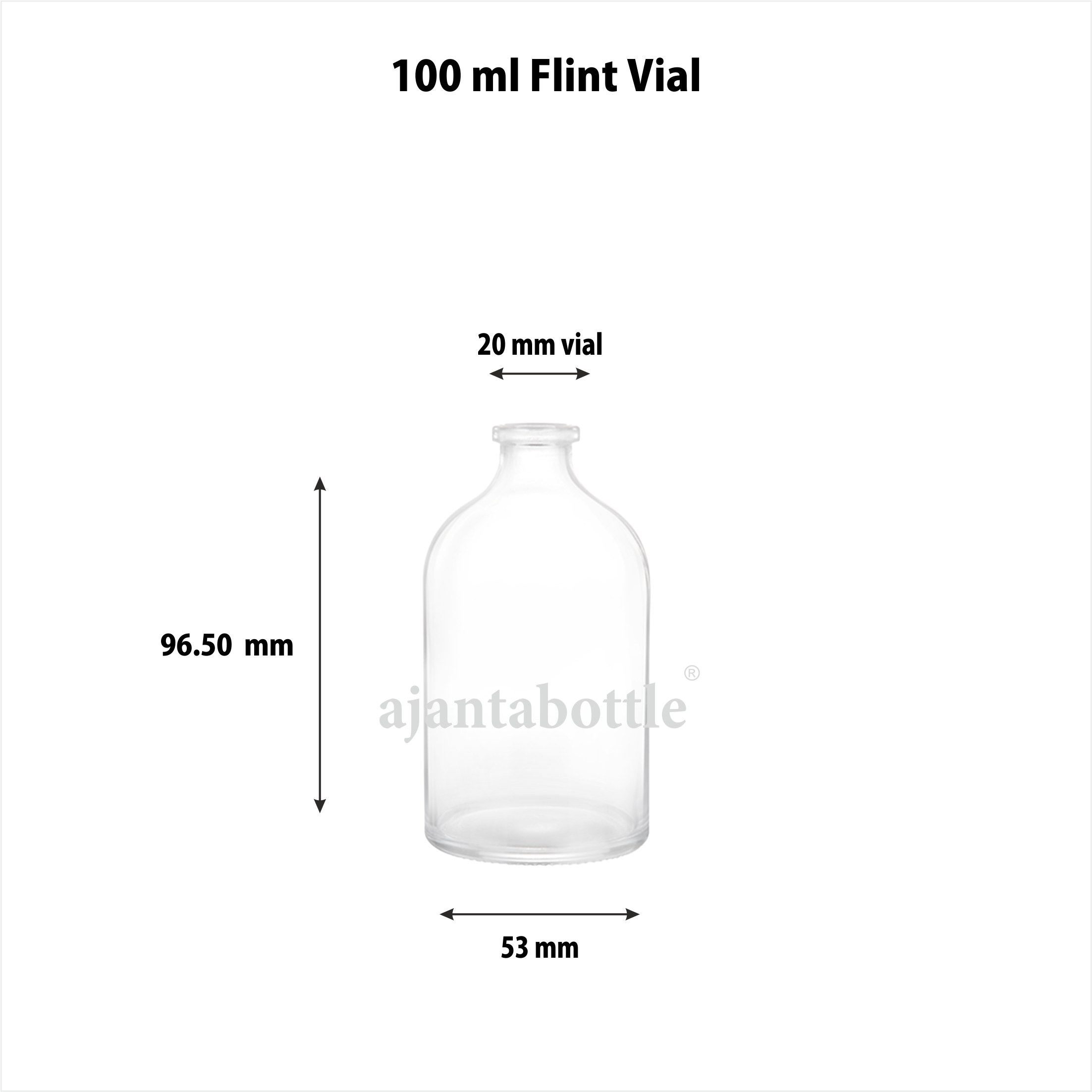 100 ml Clear Glass Vials 20 mm Special Neck - Ajanta Bottle Pvt Ltd