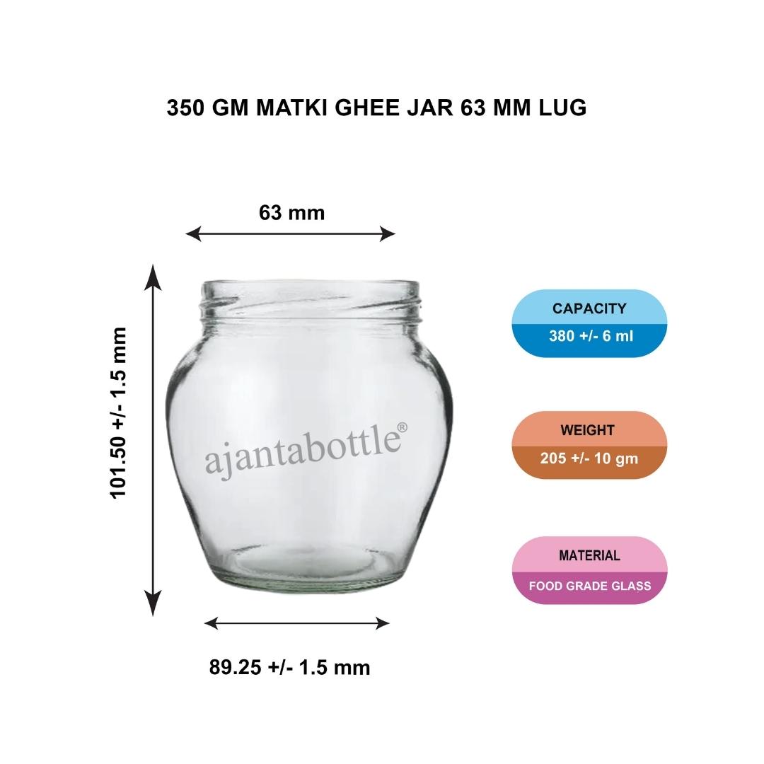 350 gm Mataki Ghee Glass Jar 63 mm Lug - Ajanta Bottle Pvt Ltd