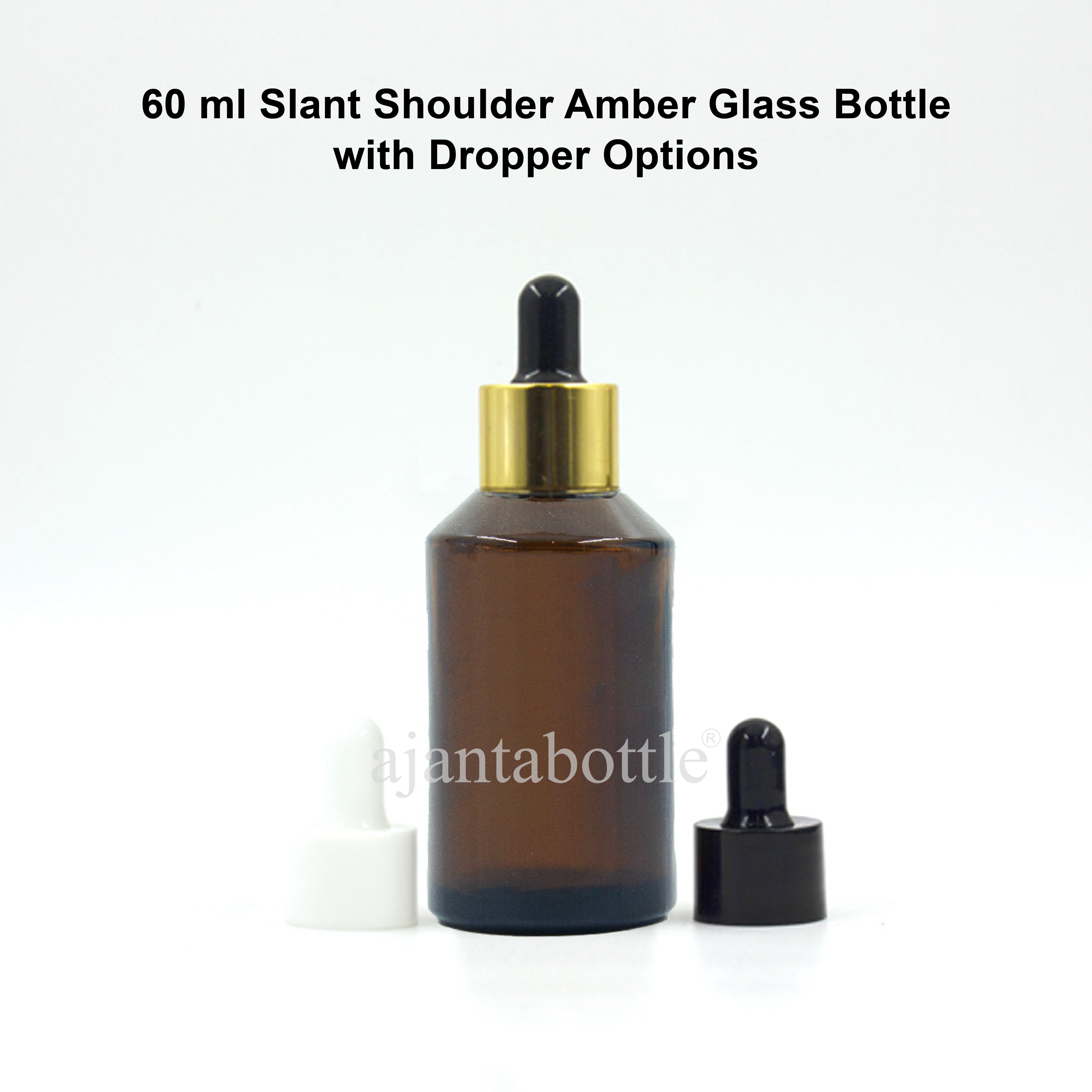 60 ml slant shoulder amber glass bottle - Ajanta Bottle Pvt Ltd